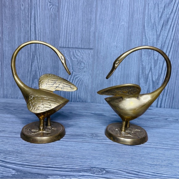 Vintage | Accents | Vintage Mid Century Brass Dancing Swans Set Of 2 ...